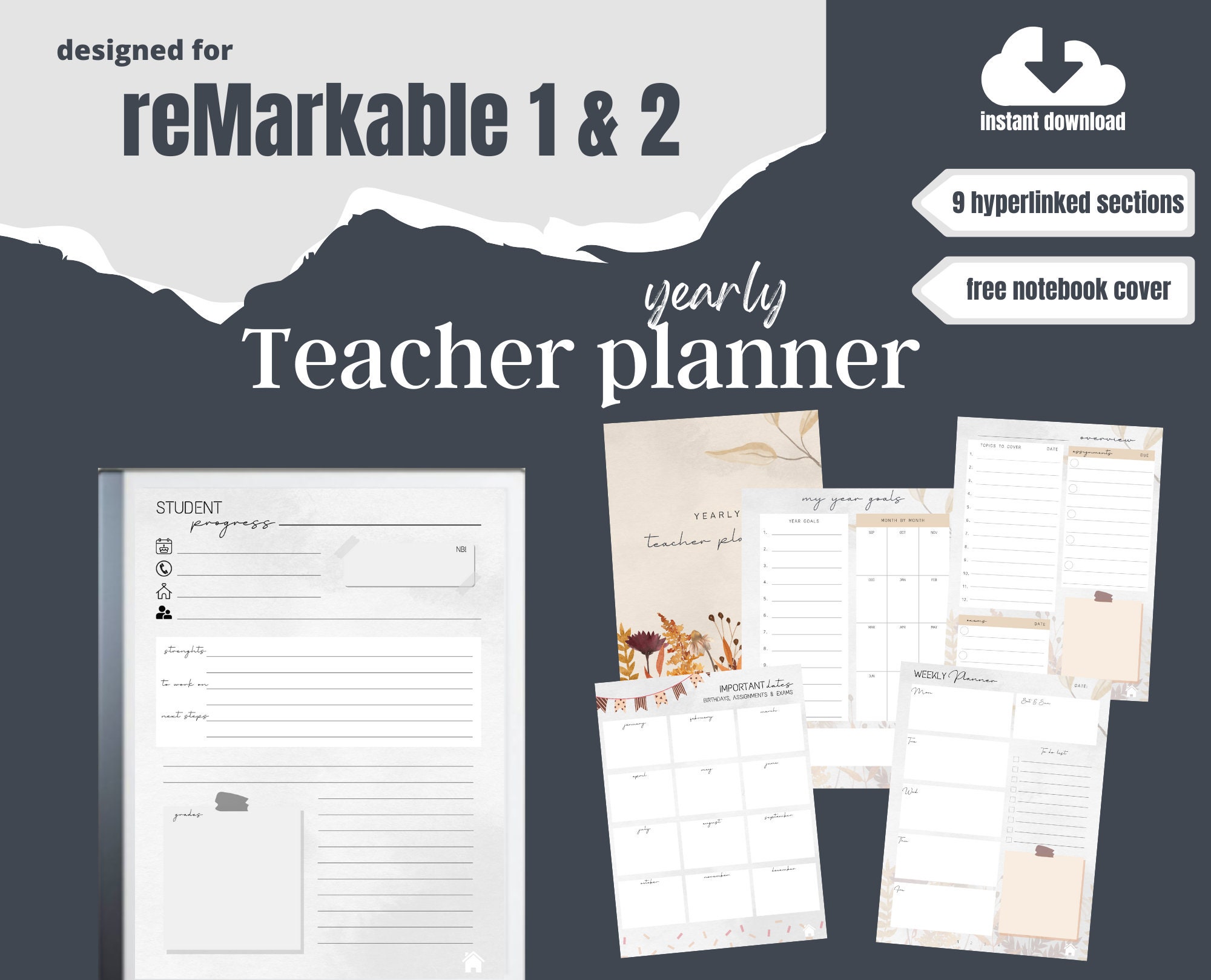 Remarkable 2 Teacher Book Planner Template Digital Organiser - Etsy