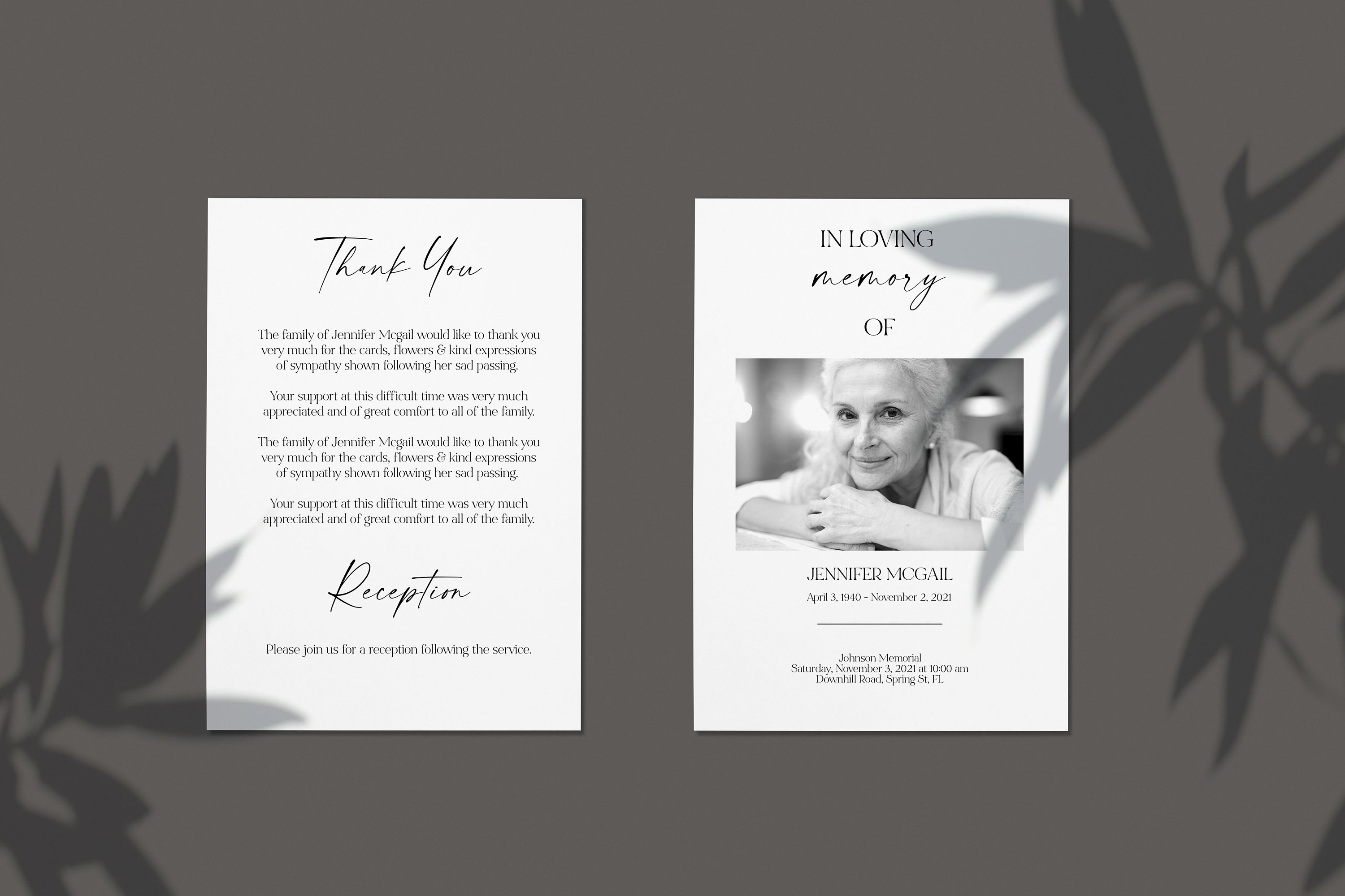 Funeral Program Template, Celebration of Life, Front and Back, Memorial ...