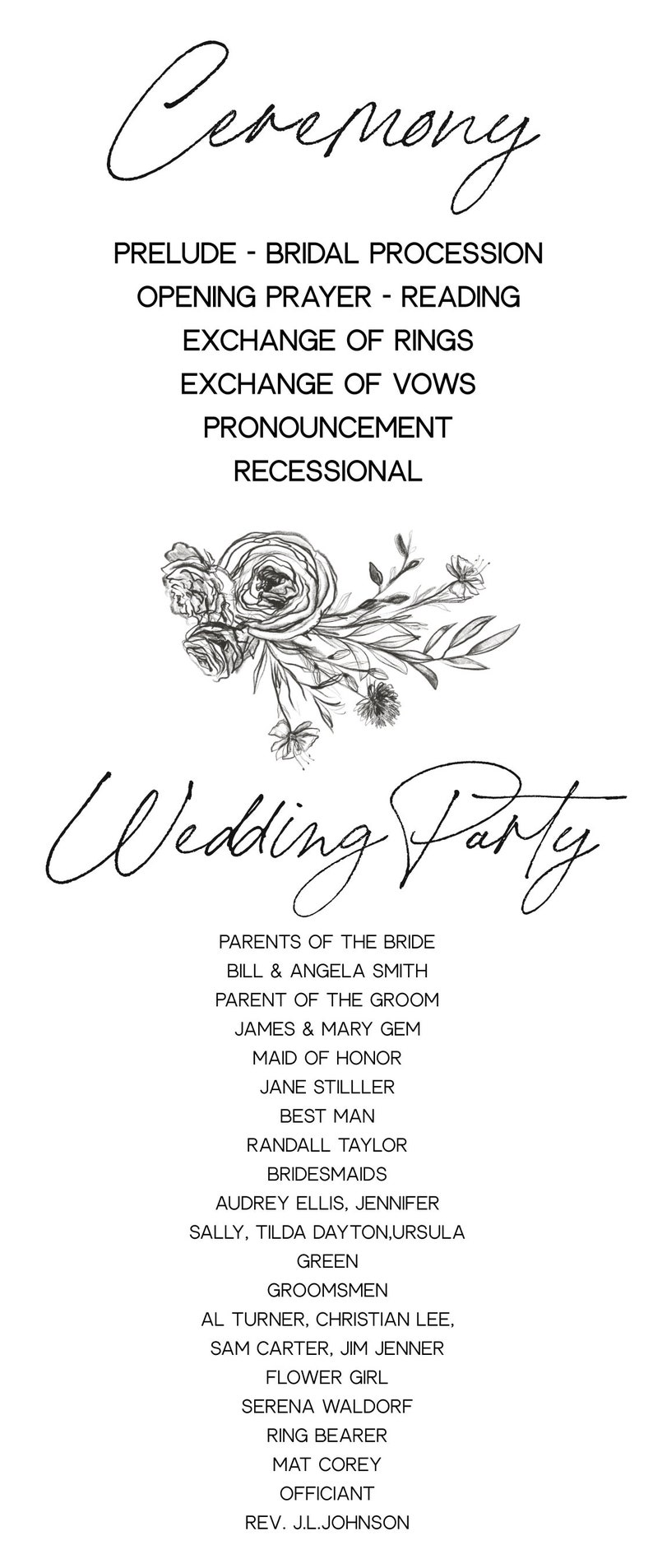 Black & White Wreath Wedding Program Template Watercolor - Etsy