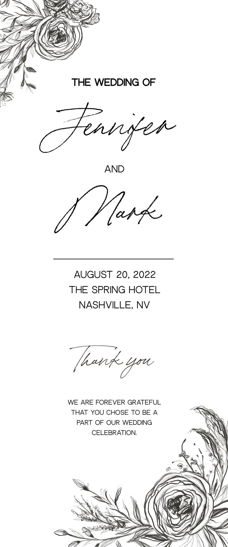 Black & White Wreath Wedding Program Template Watercolor - Etsy