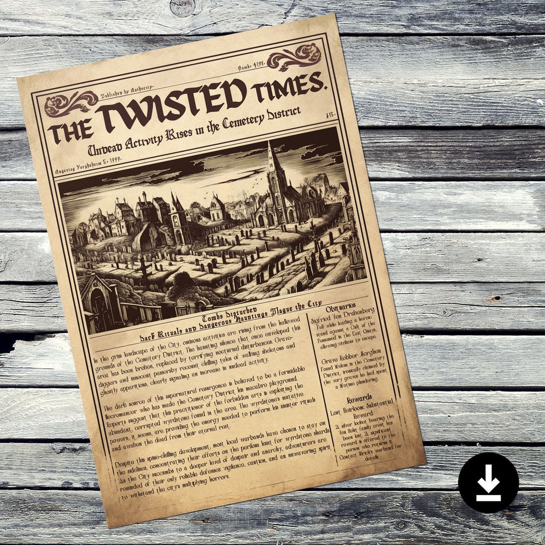 Fantasy Newspaper Template (editable) - Etsy
