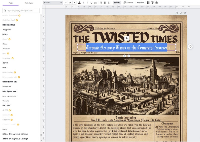 Fantasy Newspaper Template (editable) - Etsy
