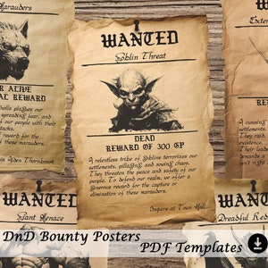 Dnd Bounty Poster: Wanted Starter Pack Npcs (PDF Template Editable ...