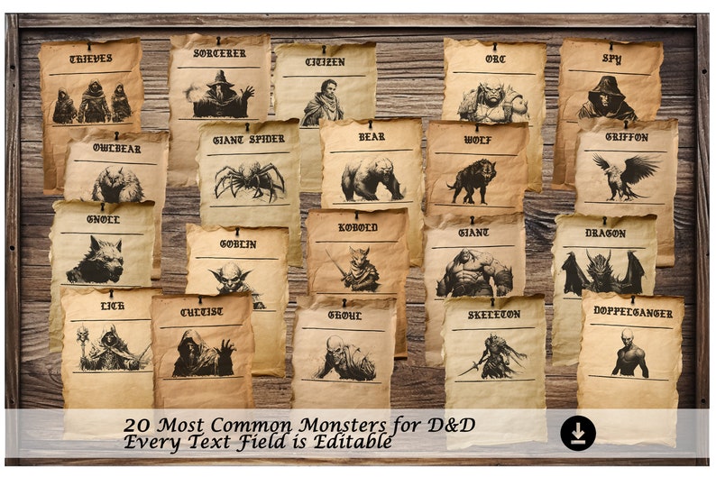 Dnd Bounty Poster: Wanted Starter Pack Npcs (PDF Template Editable ...