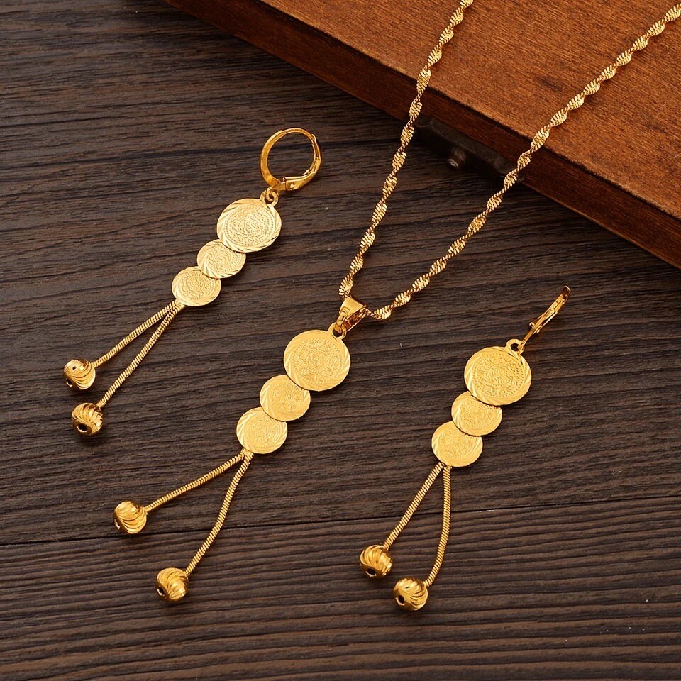 Coin Jewelry Set 24K Gold Plated Jewelry Set for Women - Etsy