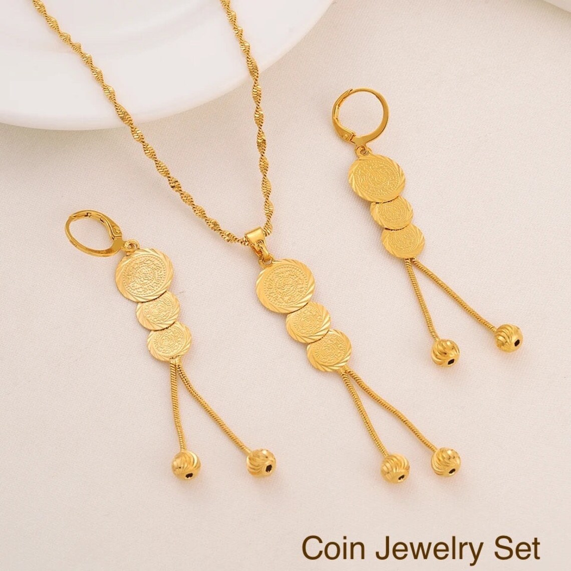 Coin Jewelry Set 24K Gold Plated Jewelry Set for Women - Etsy