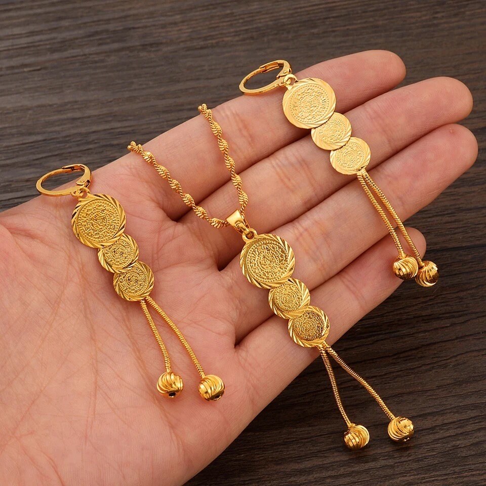 Coin Jewelry Set 24K Gold Plated Jewelry Set for Women - Etsy