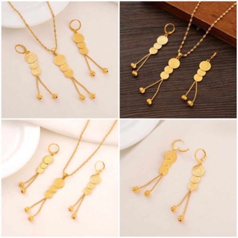 Coin Jewelry Set 24K Gold Plated Jewelry Set for Women - Etsy