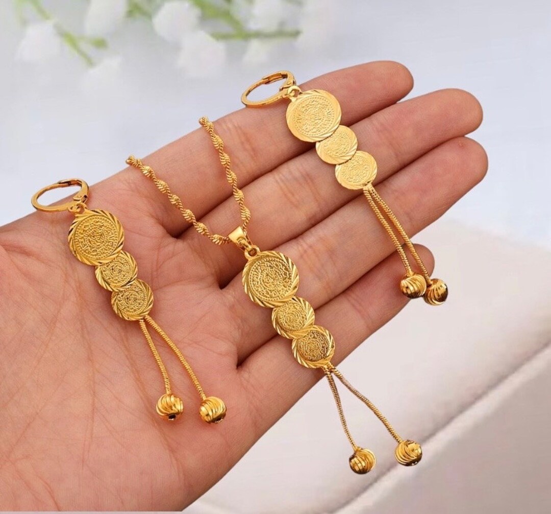 Coin Jewelry Set 24K Gold Plated Jewelry Set for Women - Etsy