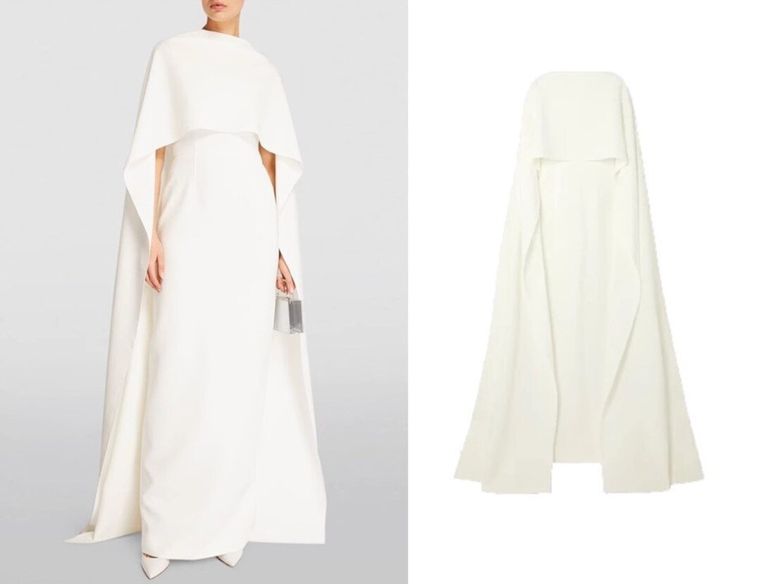 White Elegant Woman Cape Dress One Piece Dress Cloak Designer - Etsy
