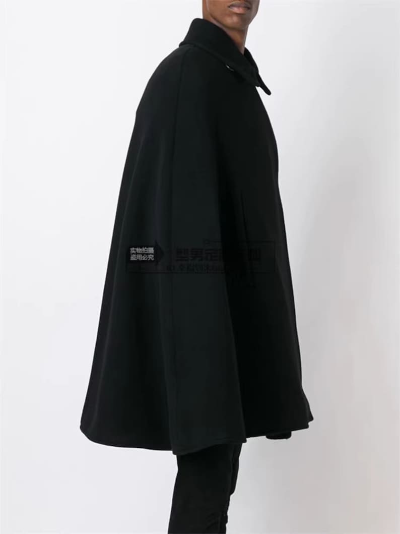 Men Black Cape Coat, Cool Cloak Jacket Long Coat Fashion Designer Coat ...