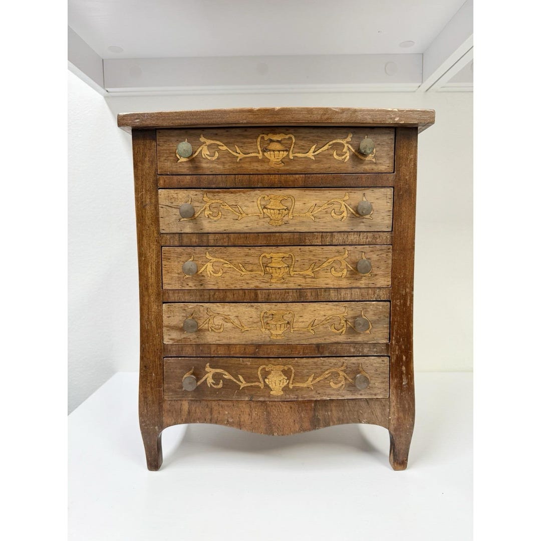 Antique Poltronieri Rolando Walnut Dresser Chest Inlaid Salesman Sample ...