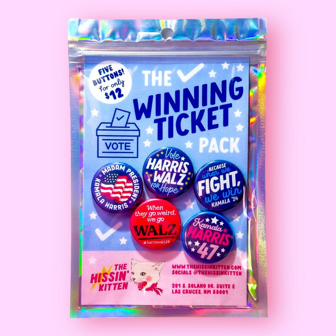 The Winning Ticket Button (or Magnet) Pack! Kamala Harris / Tim Walz ...