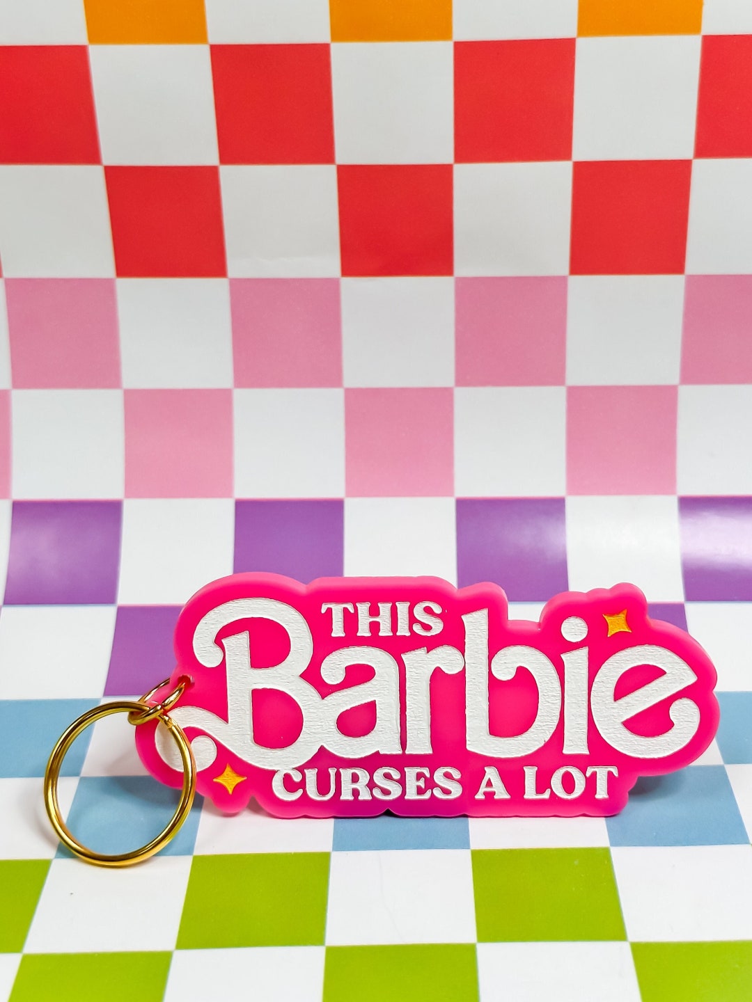 This Barbie Curses a Lot - Laser Engraved and Hand Painted Keychain - Etsy