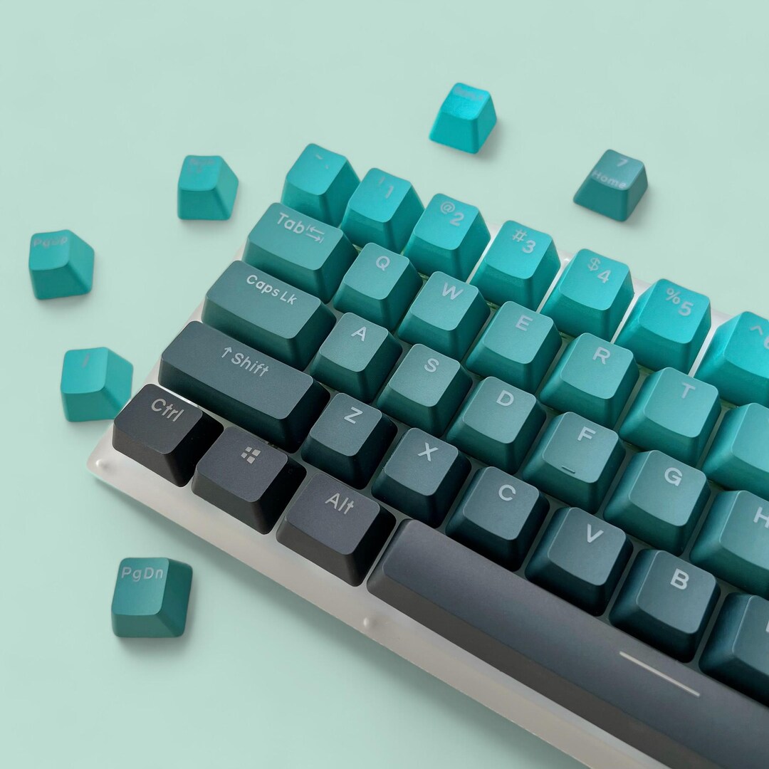 Gradient Green Keycap Set, OEM Profile, Shine-through, PBT, Cherry MX ...