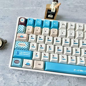 Coffee Shop Keycap Set, Cherry Profile, Cute Art, PBT, Cherry MX Stem ...