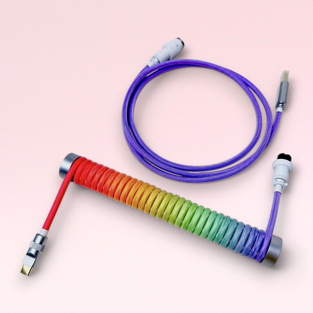 Rainbow Coiled Aviator Cable, USB Cable for Mechanical Keyboard - Etsy