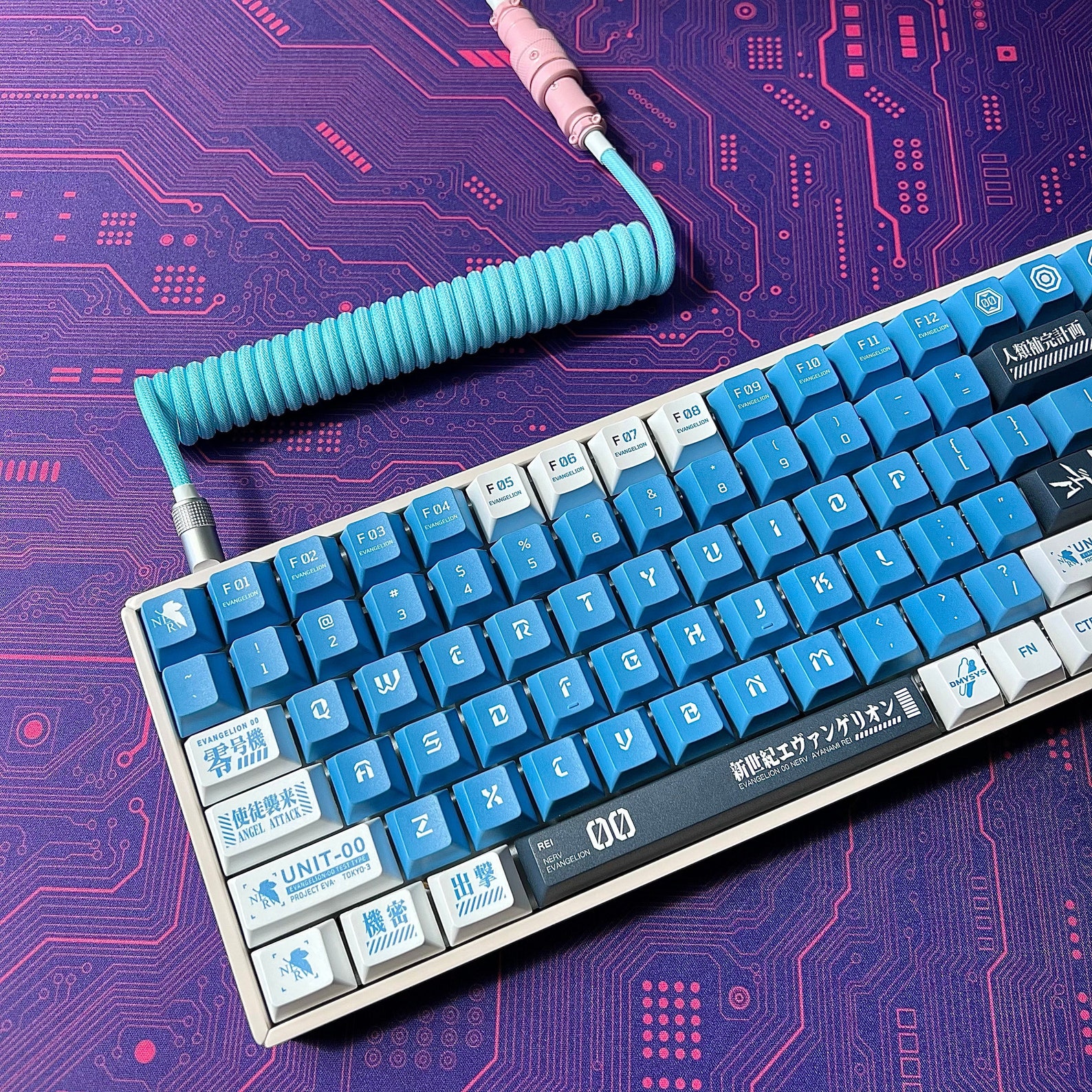 Eva Unit-00 Keycap Set Cherry Profile Coiled Cable Option - Etsy