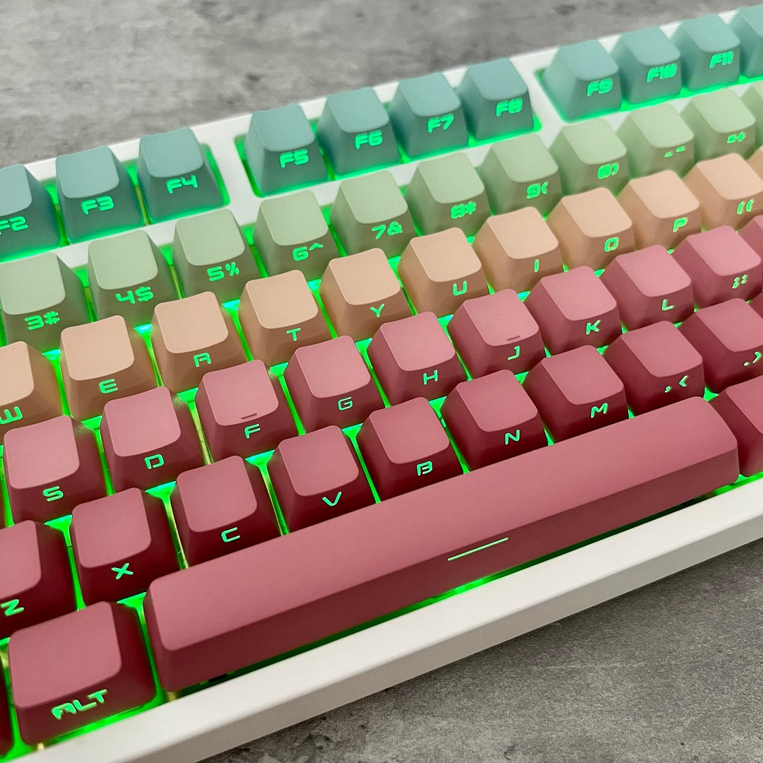 Gradient Pastel Side-printed Keycap Set, OEM Profile, Shine-through ...