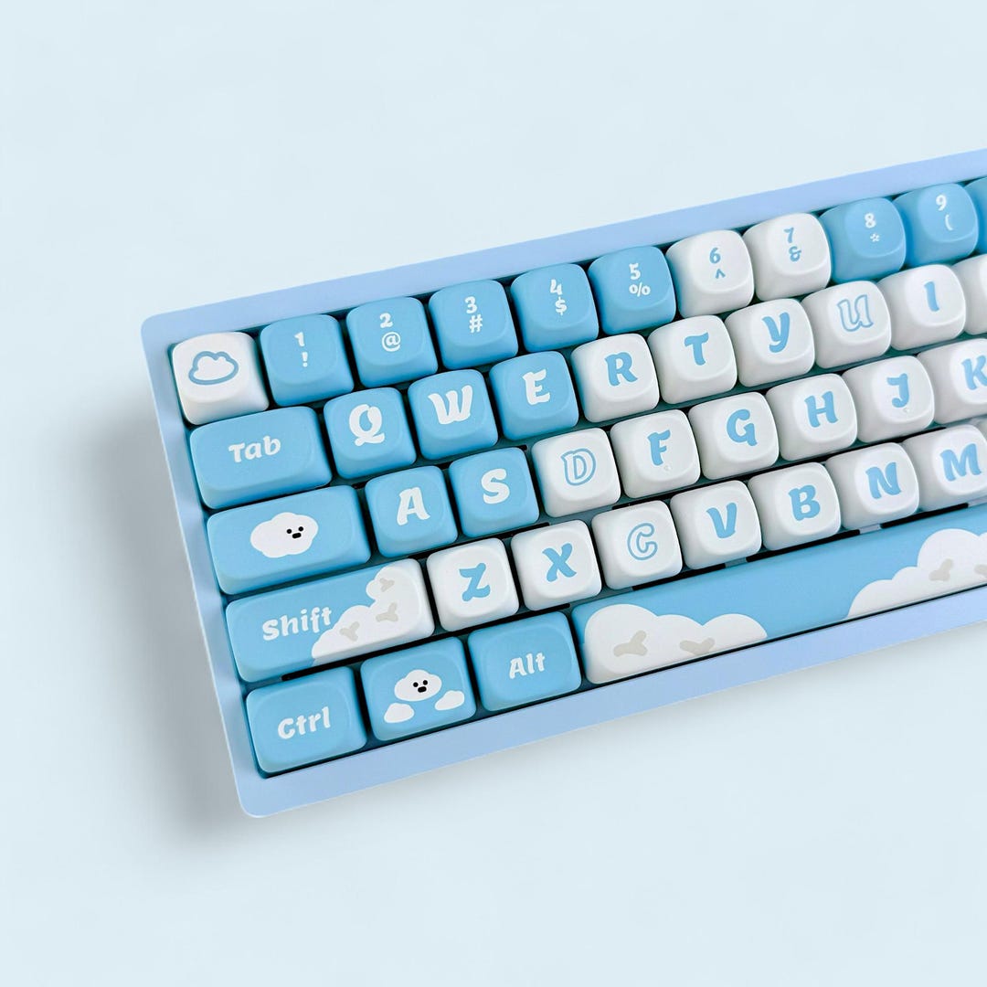 Fluffy Cloud Keycap Set, MOA Profile, Cute Art, PBT, Cherry MX Stem ...