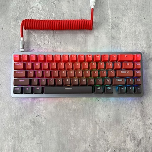 Gradient Black and Red Keycap Set, OEM Profile, Shine-through, PBT, Cherry MX Stem, Double Shot ...
