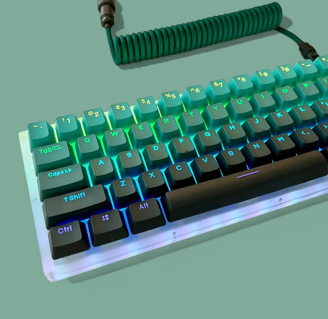 Gradient Green Keycap Set, OEM Profile, Shine-through, PBT, Cherry MX ...