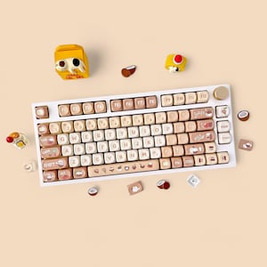 Coconut Milk Keycap Set, SOA Profile, Cute Art, PBT, Cherry MX Stem ...