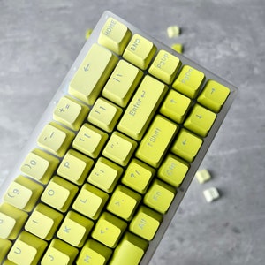 Gradient Yellow Keycap Set, OEM Profile, Shine-through, PBT, Cherry MX ...