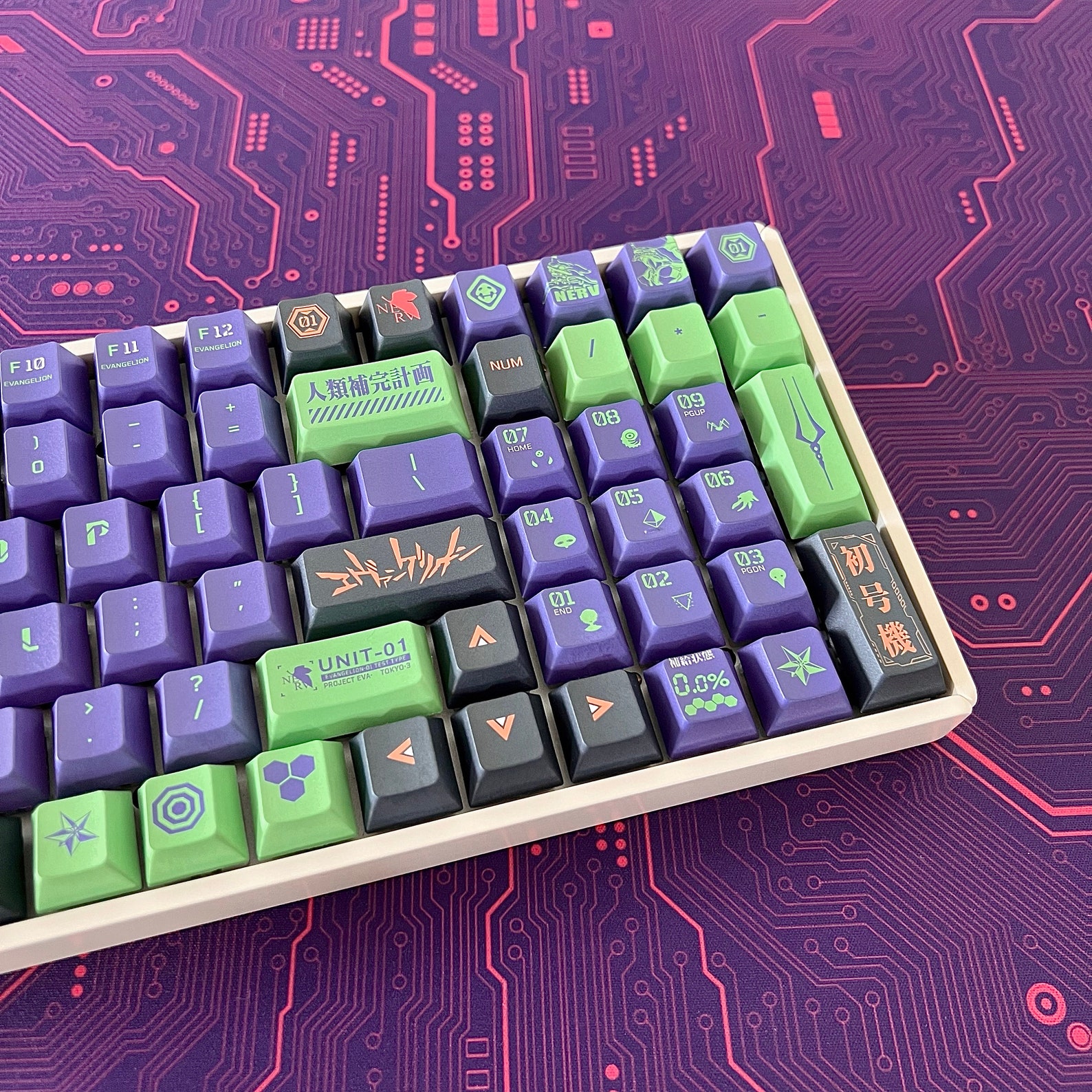 Eva Unit-01 Keycap Set, Cherry Profile, Coiled Cable Option, Artisan ...