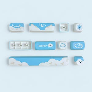 Fluffy Cloud Keycap Set, MOA Profile, Cute Art, PBT, Cherry MX Stem ...