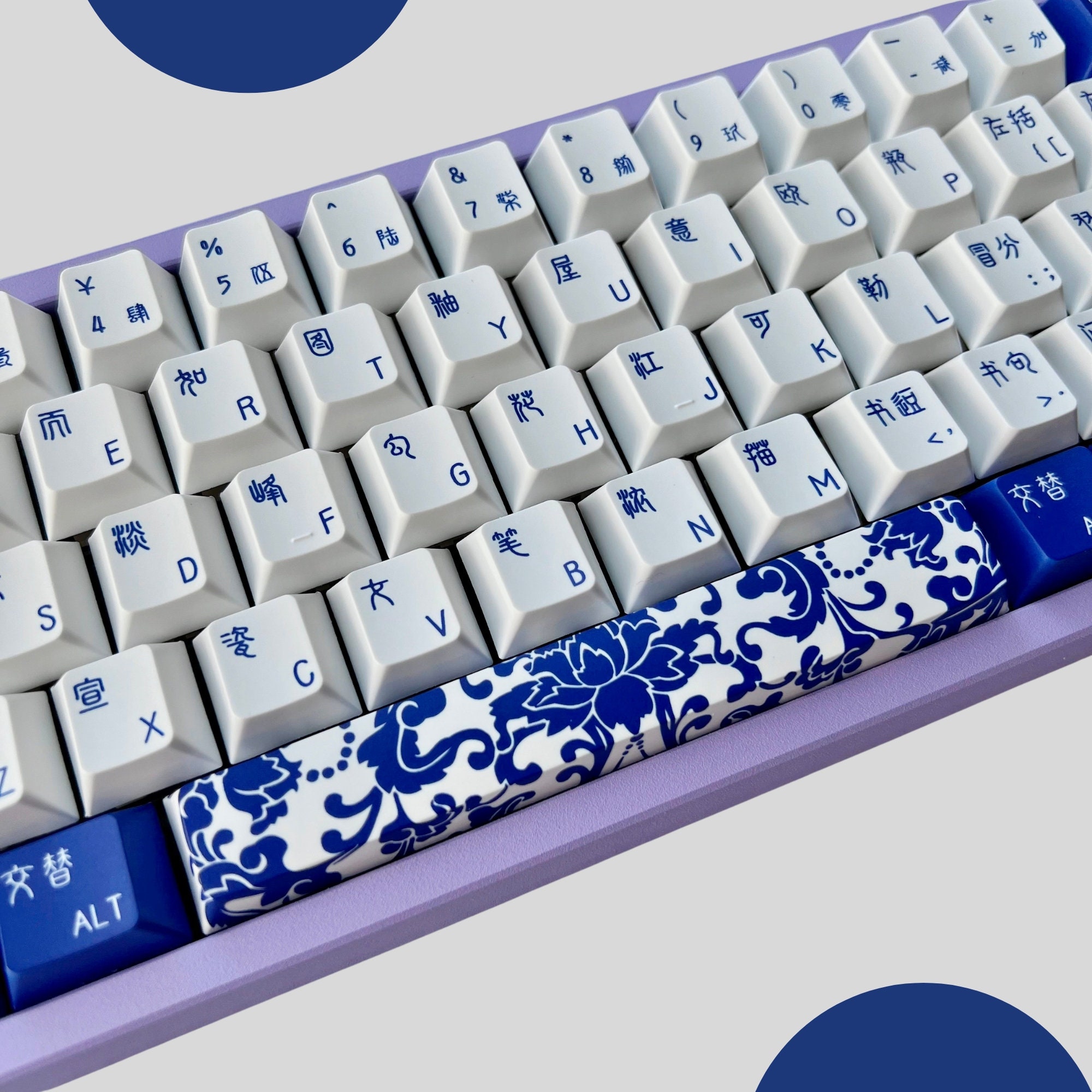 Blue and White Keycap Set Cherry Profile Artsy Design PBT - Etsy