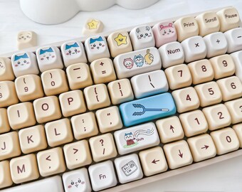 Happy Kitten Keycap Set, MOA Profile, Cute Art, PBT, Cherry MX Stem ...