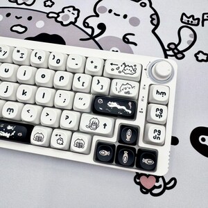 Happy Kitten Keycap Set, MOA Profile, Cute Art, PBT, Cherry MX Stem ...