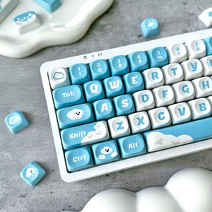 Fluffy Cloud Keycap Set, MOA Profile, Cute Art, PBT, Cherry MX Stem ...