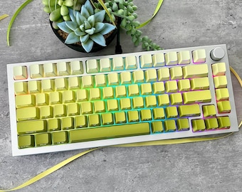 Gradient Green Keycap Set, OEM Profile, Shine-through, PBT, Cherry MX ...