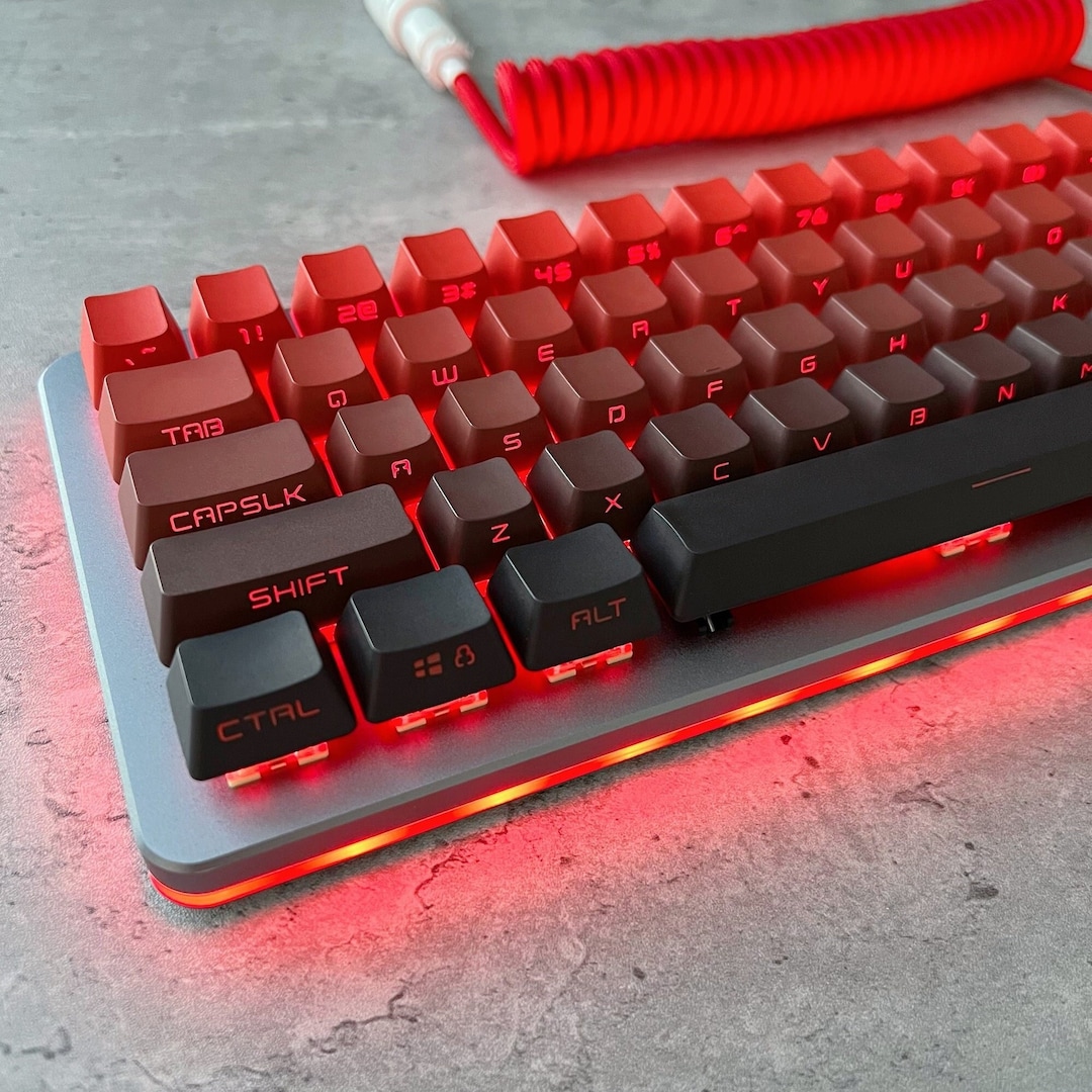 Gradient Black and Red Side-printed Keycap Set, OEM Profile, Shine ...