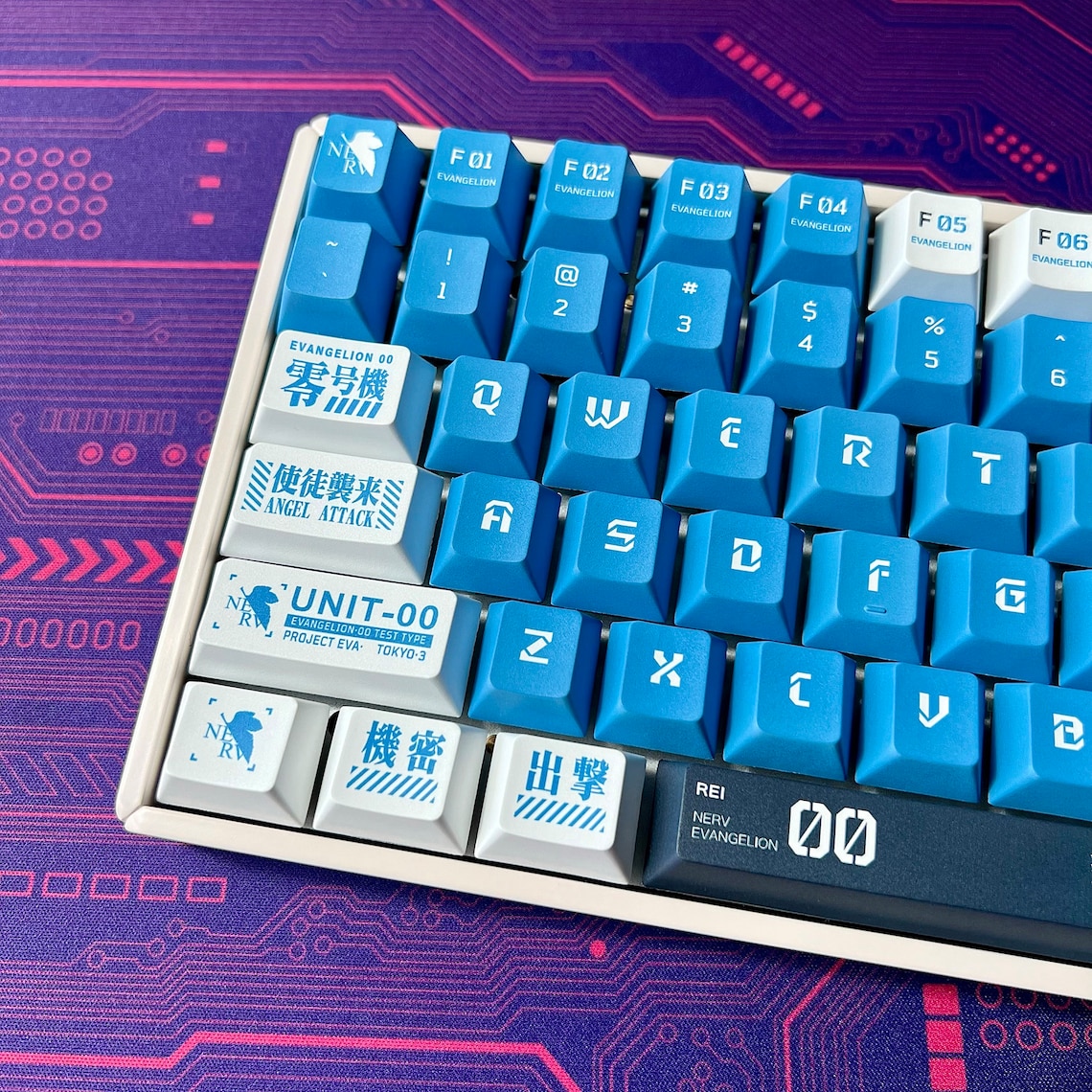 Eva Unit-00 Keycap Set Cherry Profile Coiled Cable Option - Etsy