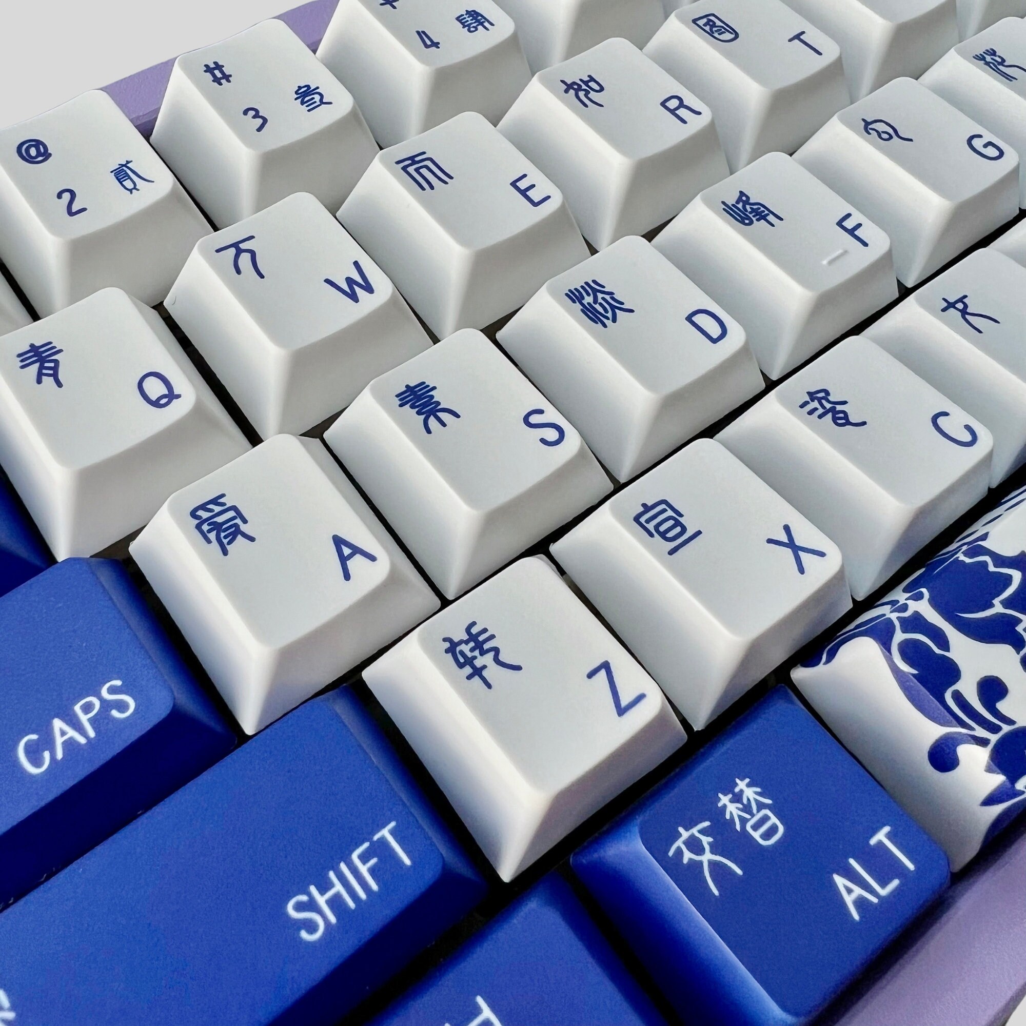 Blue and White Keycap Set, Cherry Profile, Artsy Design, PBT, Cherry MX ...