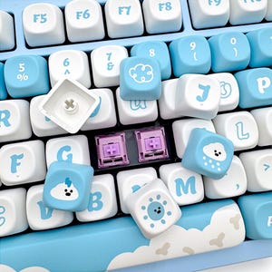 Fluffy Cloud Keycap Set, MOA Profile, Cute Art, PBT, Cherry MX Stem ...