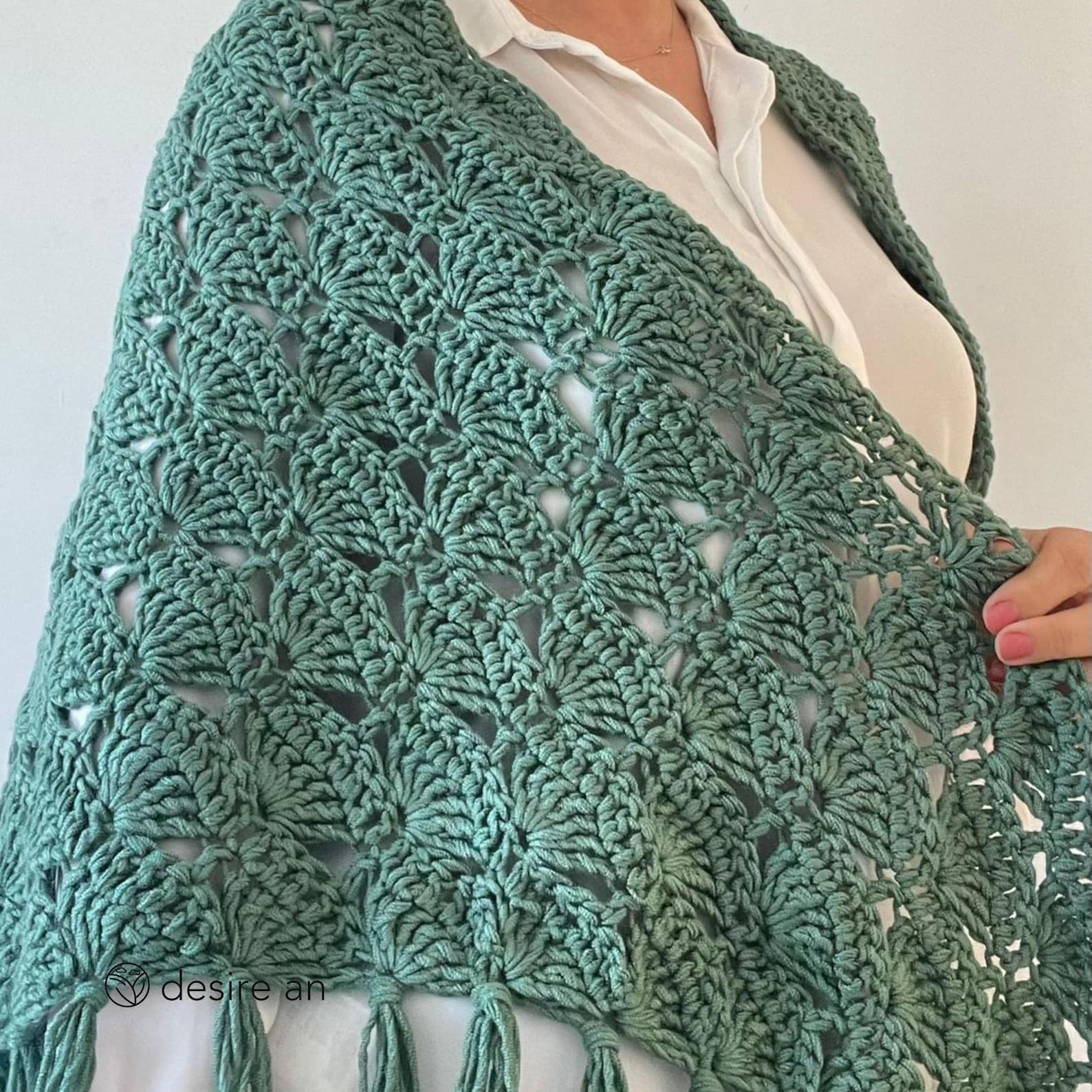Easy Crochet Triangle Shawl Pattern: Fringed Cotton Wrap (PDF Pattern ...