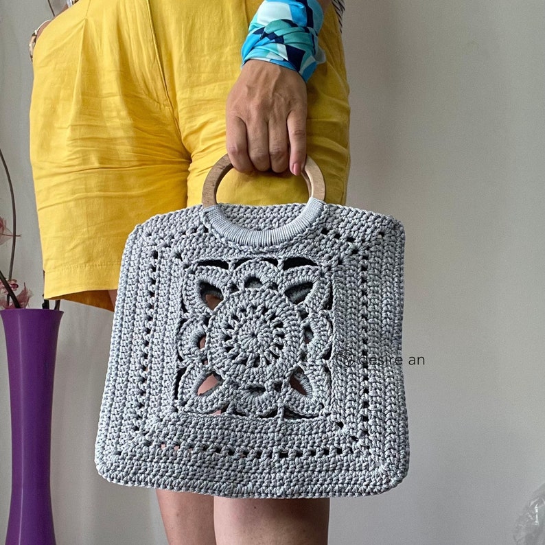 Easy Boho Bag Pattern, DIY Bag, Knitting Granny Square Purse Daisy Bag ...