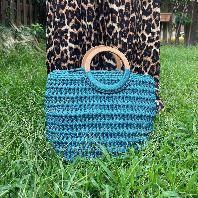 Macrame Cord Crochet Bag Pattern | PDF + Video Tutorial | Boho Tote ...