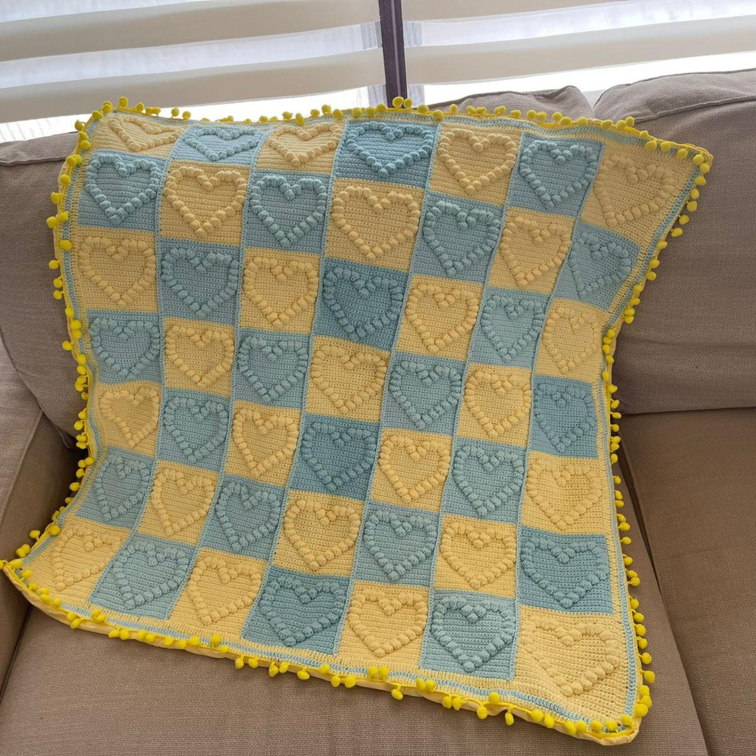 Baby Blanket Pattern, Heart Afghan Pattern , Heart Blanket, Simple Knit ...
