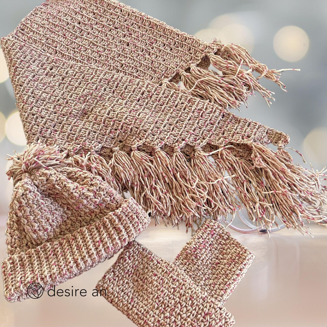 Cozy Crochet Pattern Set: Triangle Shawl Pattern, Pompom Hat Pattern ...