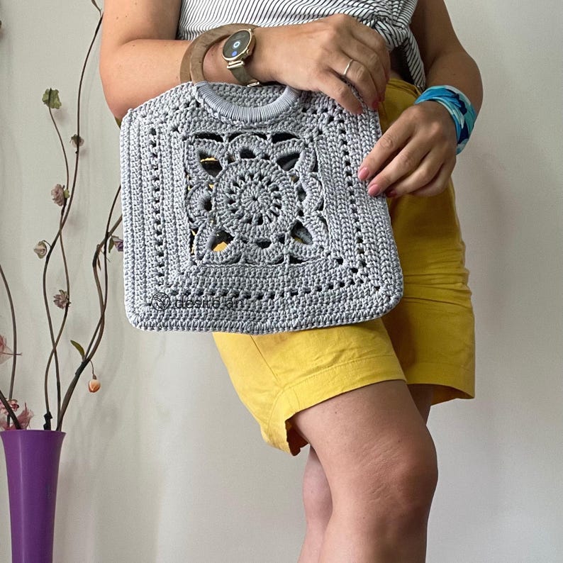 Easy Boho Bag Pattern, DIY Bag, Knitting Granny Square Purse Daisy Bag ...
