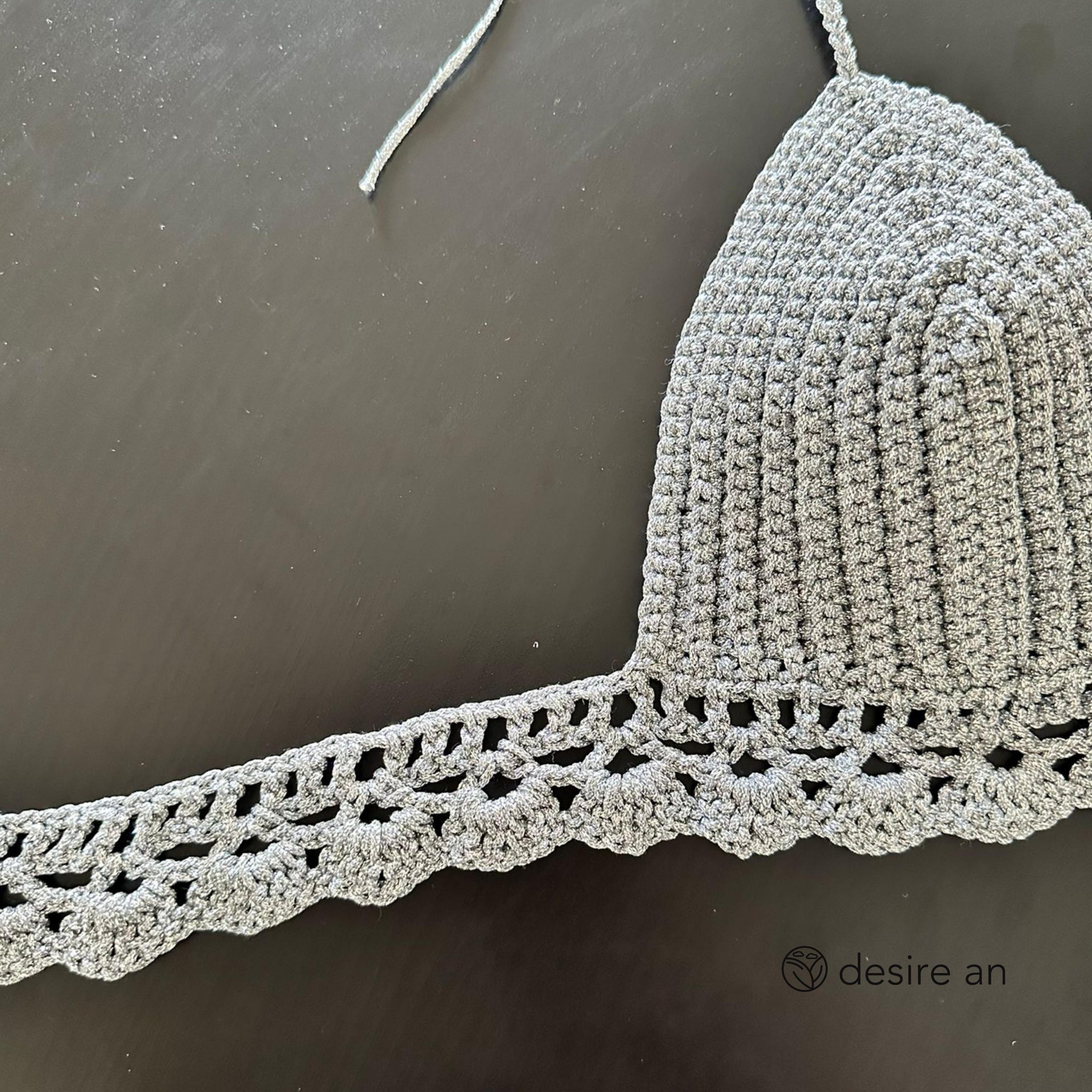 Crochet Triangle Bikini Top Pattern Shiny Bralette Easy Boho Crop