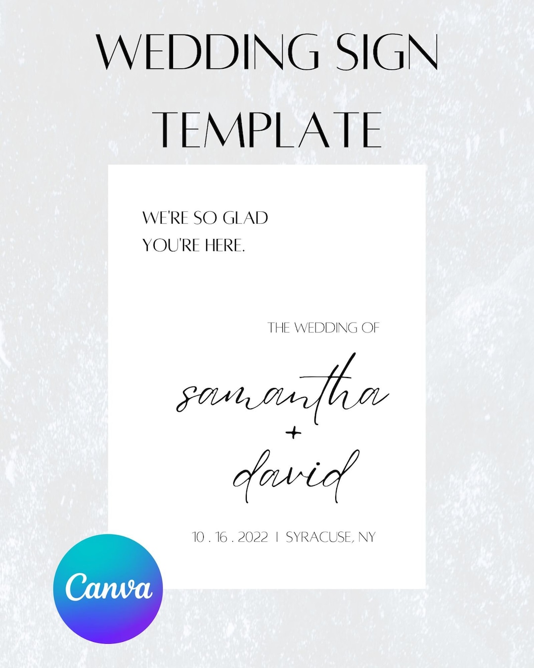 Wedding Welcome Sign Template, Modern Wedding Welcome Sign, Printable ...