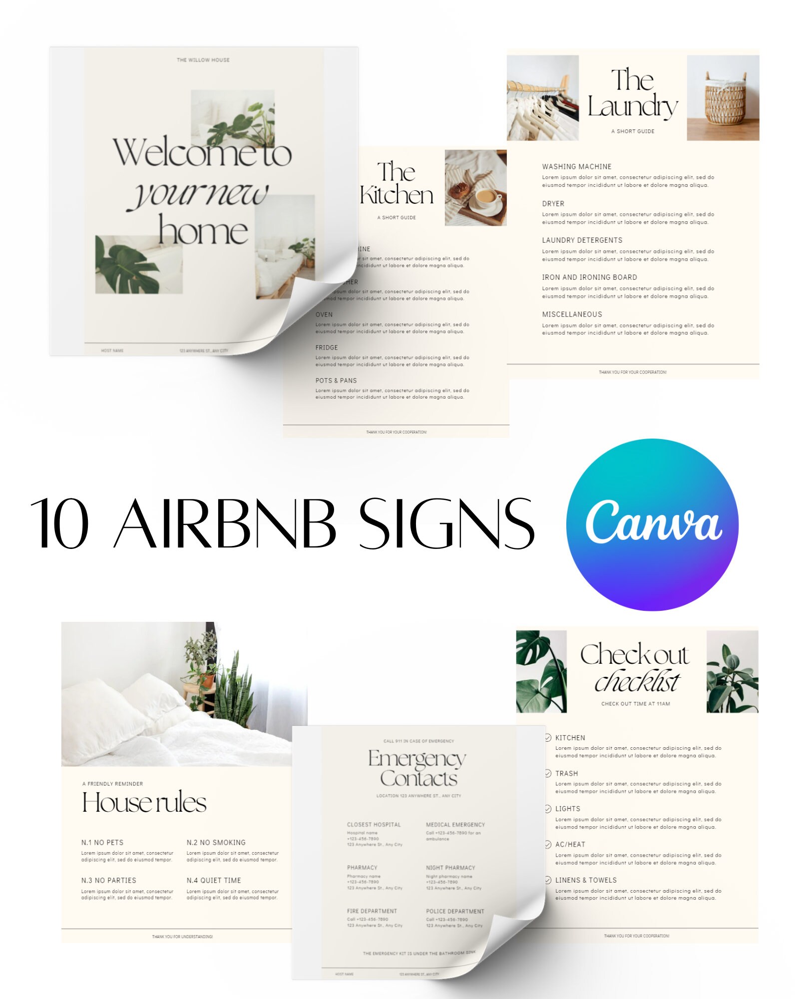 Airbnb Sign Bundle Template Airbnb Signage Wifi Sign Airbnb Welcome ...