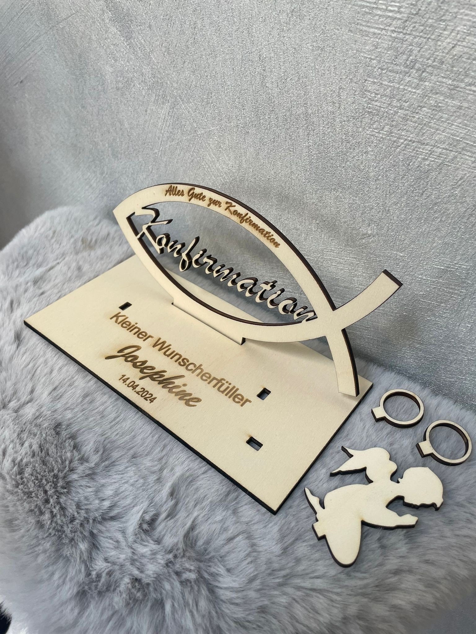 Money Gift for Confirmation, Communion Made of Wood, Angel With Desired ...