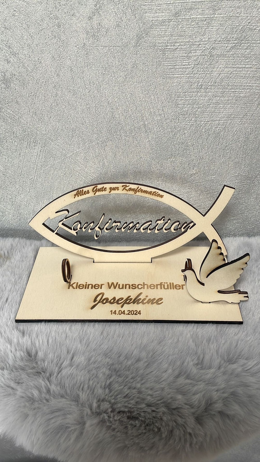 Money Gift for Confirmation, Communion Made of Wood, Dove With Desired ...